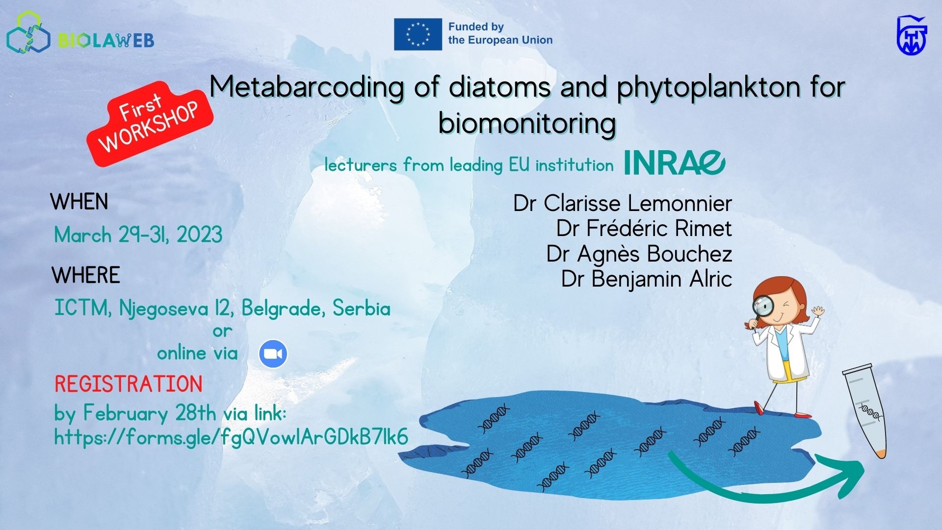 Biolaweb - 1st Workshop: Metabarcoding of diatoms and phytoplankton for biomonitoring - announcement
